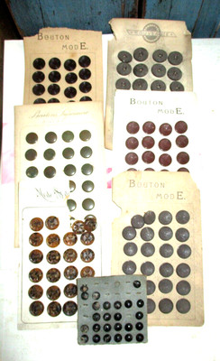 7 DIFFERENT COLLECTOR ORIGINAL ANTIQUE BUTTON CARDS WITH VARIOUS ...