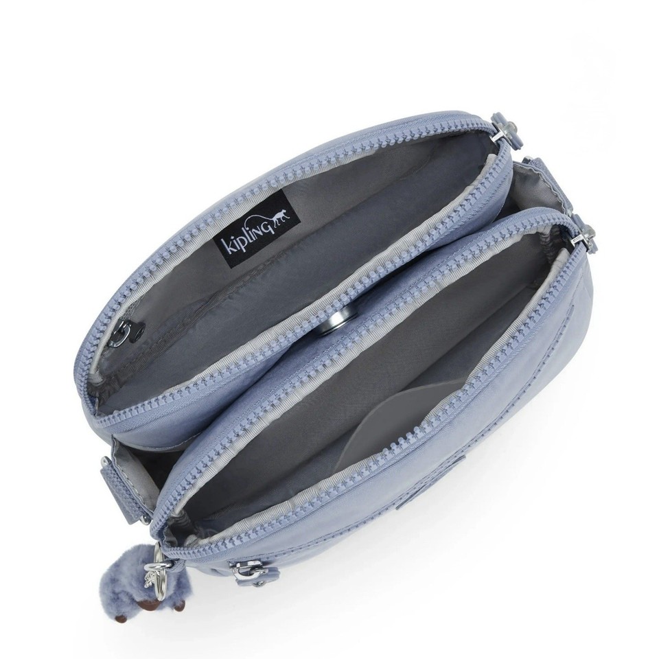 Kipling Keefe Crossbody Shoulder Bag Slate Blue Monkey Keychain Adj ...