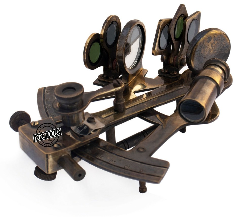 Vintage Maritime Navigational Ship Instrument Brass Sextant Antique ...