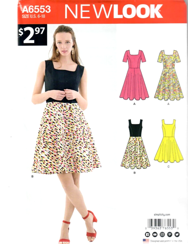 New Look A6553 Sewing Pattern Misses Dresses Three Styles 6-7-8-10-12 ...