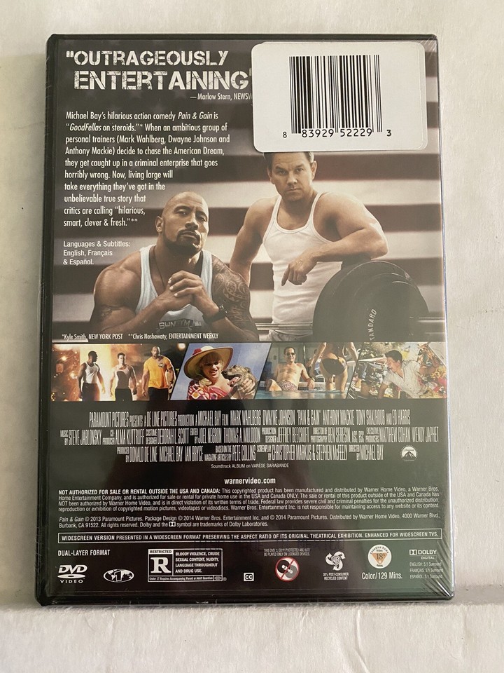 Pain & AND Gain (DVD) Dwayne Johnson, Mark Wahlberg, Brand NEW ...