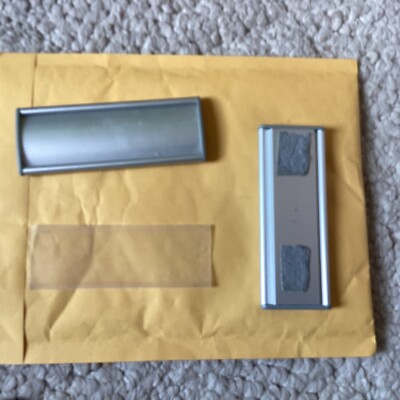 Silver Aluminum Wall Mount Name Plate Holder 4” W/ Clear plastic ...