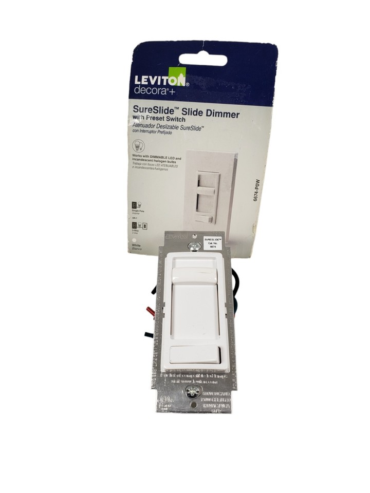1 Pack Leviton SureSlide Slide Dimmer CFL LED UNIVERSAL - 6674 White | eBay