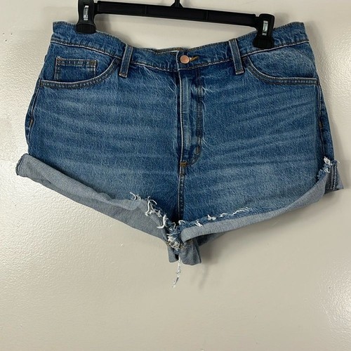 Universal Thread Blue High Rise Shortie Shorts Raw Hem Denim Stretch ...