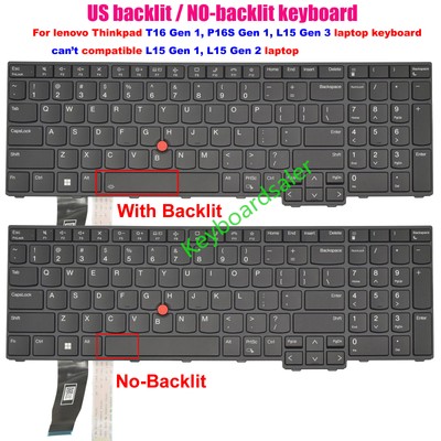 US Backlit Keyboard For Lenovo Thinkpad T16 Gen 1 P16S Gen 1 L15 Gen 3 ...