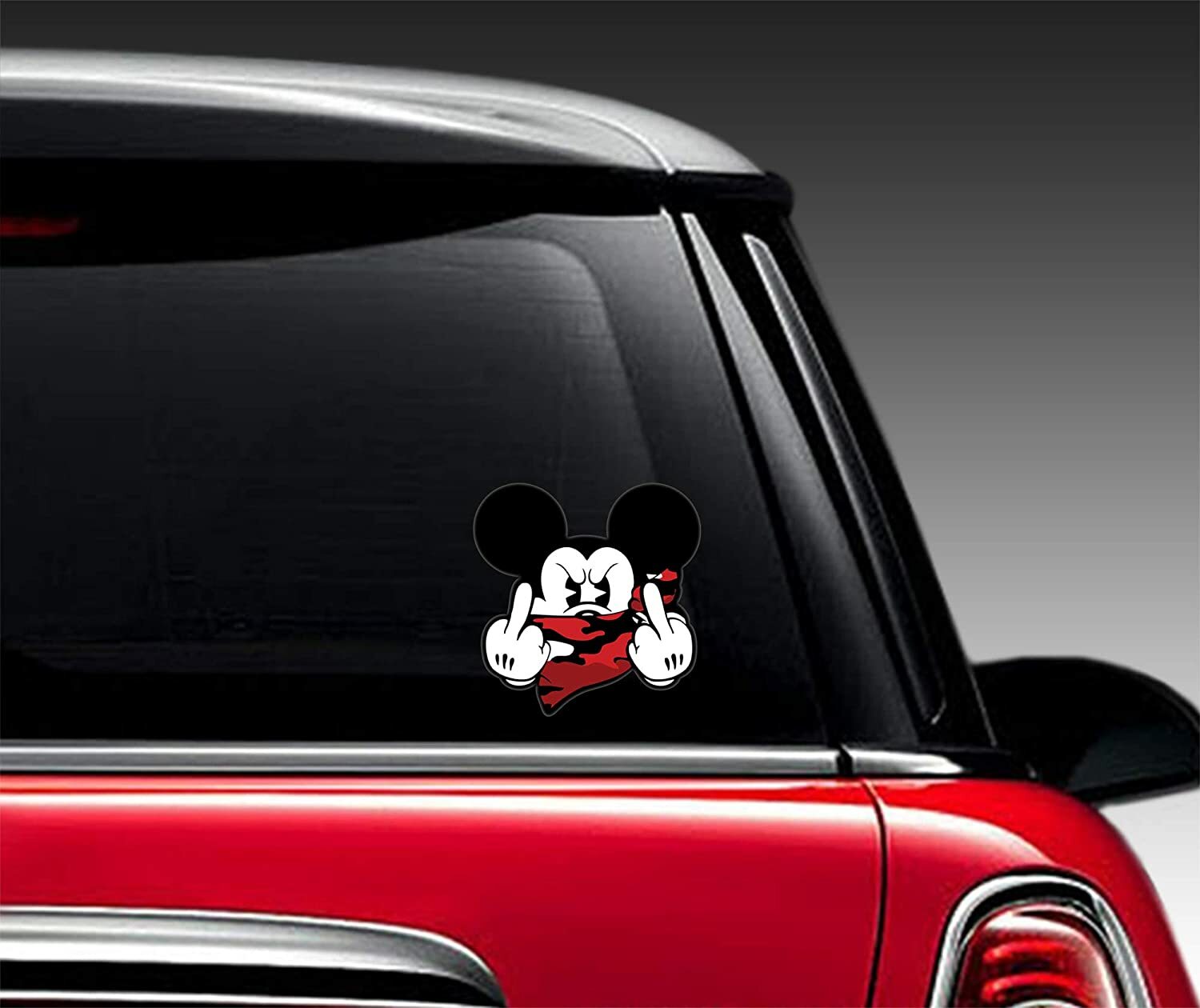 2 AUFKLEBER BAD MAUS MITTELFINGER STICKERS AUTO MOTO TUNING ROT SCHWARZ ...