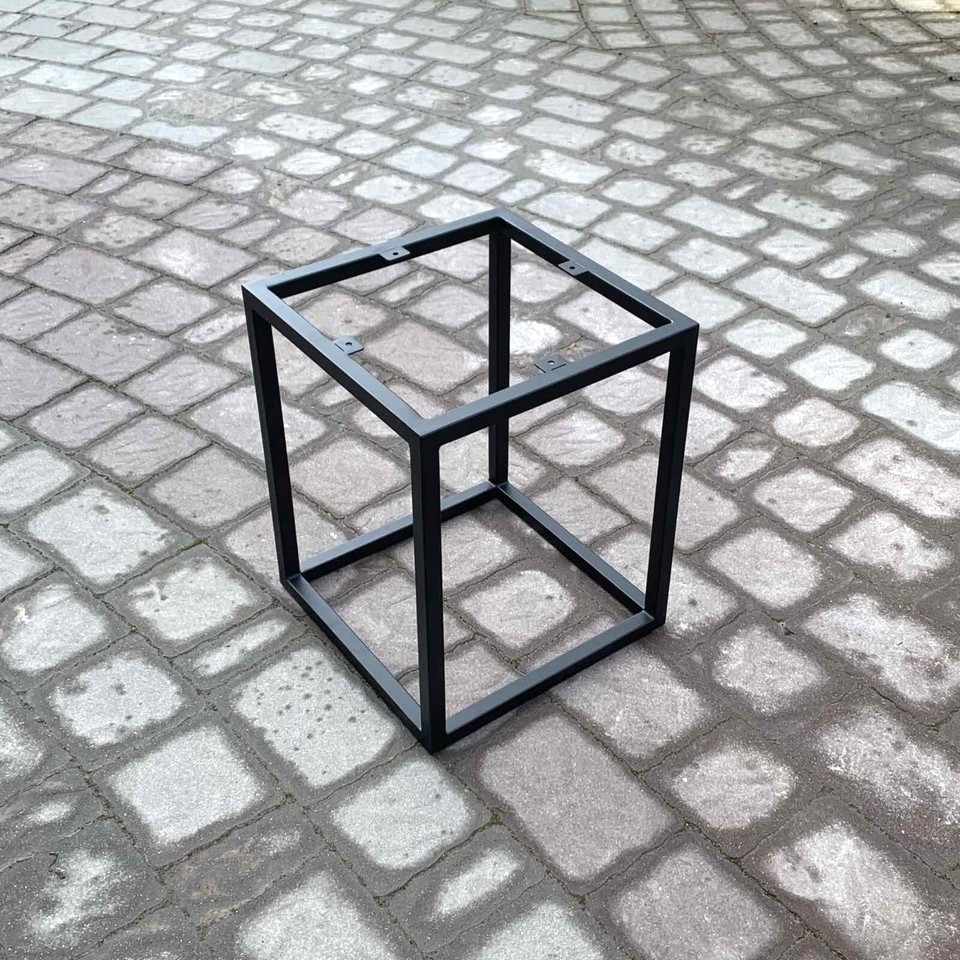 Square metal stool End table base Frame stool Sturdy frame Black Powder ...
