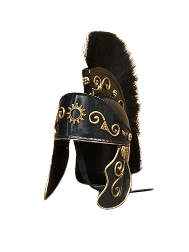 Greco-Roman Helmet with Black Crest Medieval Armor Helmet Halloween ...