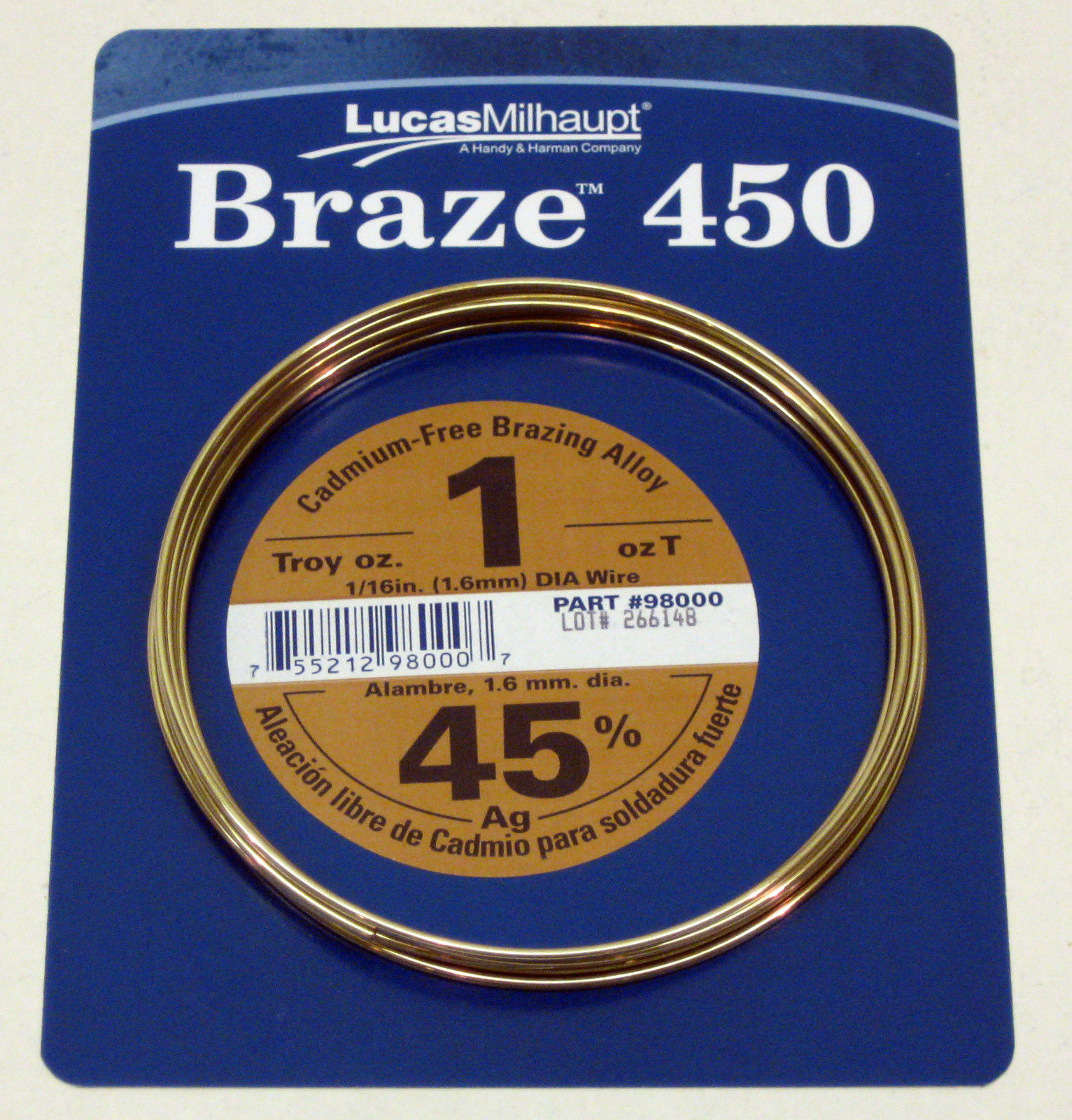 98000 Lucas Milhaupt Silvaloy Braze 450 45 % Silver Solder 1 Ounce ...