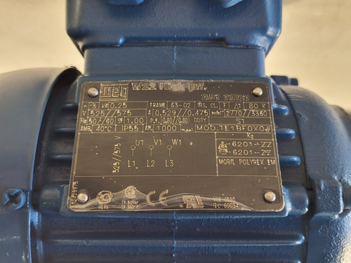 Weg 0.25kW 525/575V 2700/3360RPM 63-02 Electric Motor TE1BF0X0 for sale ...