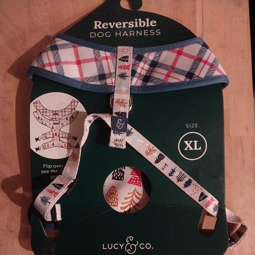 Lucy & Co XL Dog Harness NWT PLAID WINTER TREES Reversible ADJUSTABLE ...