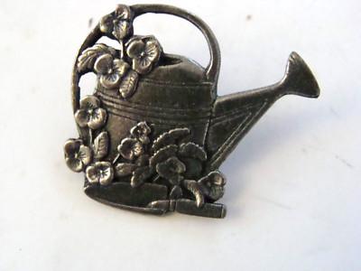 VTG 2000 Birds & Bloom Watering Can w Flowers Lapel Pin PEWTER Ltd Ed ...