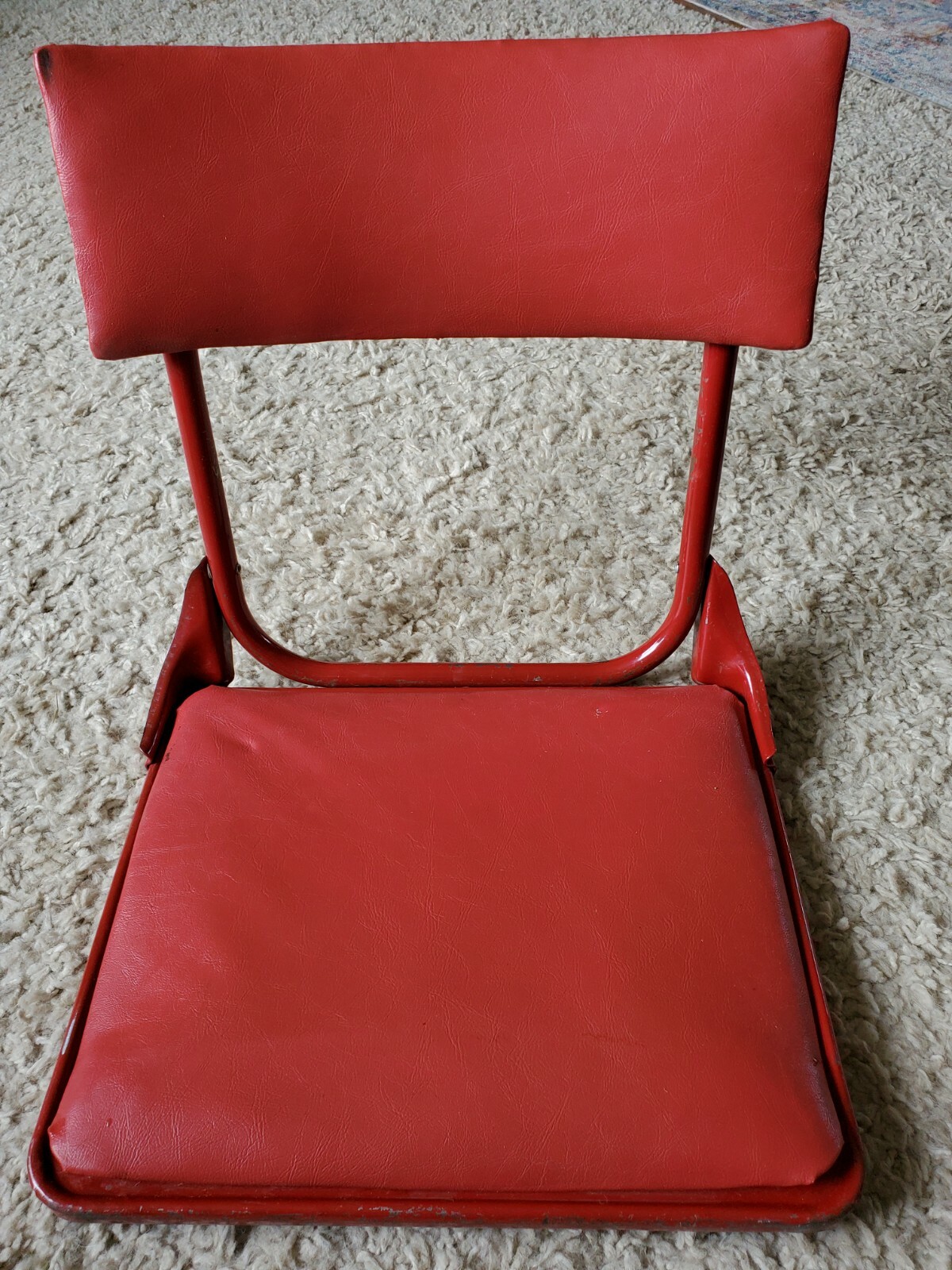 Vintage Solid Red Folding Stadium Fishing Boat Bleacher Metal Seat With ...