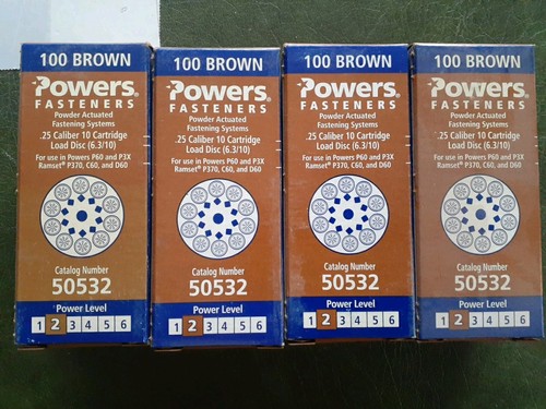 POWERS FASTENERS .25 Caliber 10 Cartridge Load Disc Brown Level 2 ...