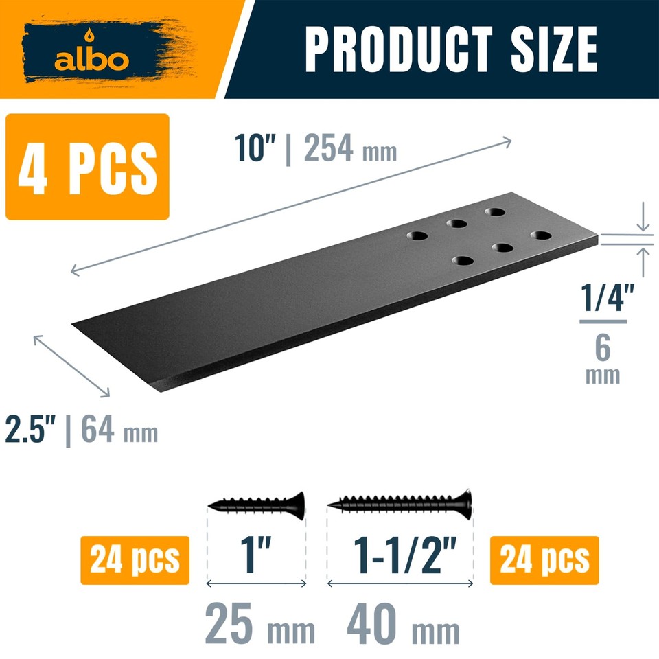 10" Heavy Duty Flat Countertop Support Brackets 4 PCS, 300 lb 1/4 ...