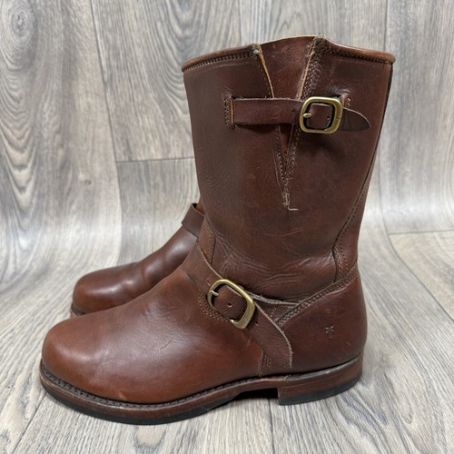 FRYE John Addison Men’s Engineer Buckle Boots Sz 9.5 W/ Vibrum Lug Sole | eBay