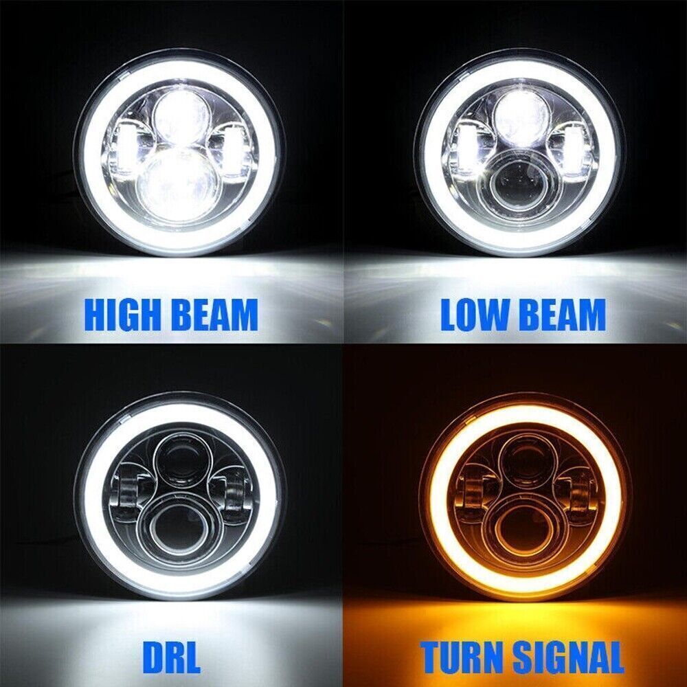 2X 7" Inch LED Headlights Hi-Lo DRL Angel Eyes for 1969-78 Chevrolet ...