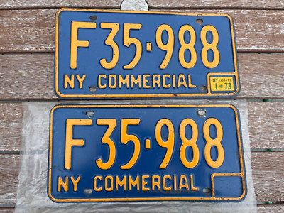 1973 New York COMMERCIAL License Plate pair F35 988 | eBay
