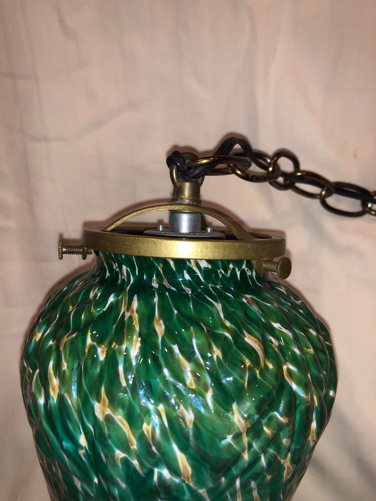 Stephen Fellerman Hand Blown Iridescent Studio Art Glass Hanging Lamp ...