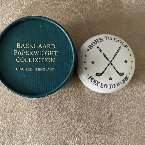 Baekgaard Paperweight Born To Golf England NIB | eBay
