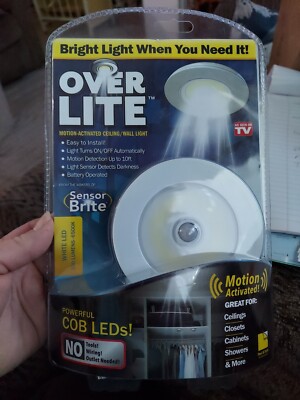 Over Lite As Seen On TV 4 in x 4 in Motion Activated Ceiling/Wall Light ...