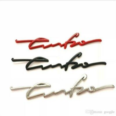 1X NEW Metal Art Cursive Turbo trunk badge fender Car Rear Emblem Decal ...