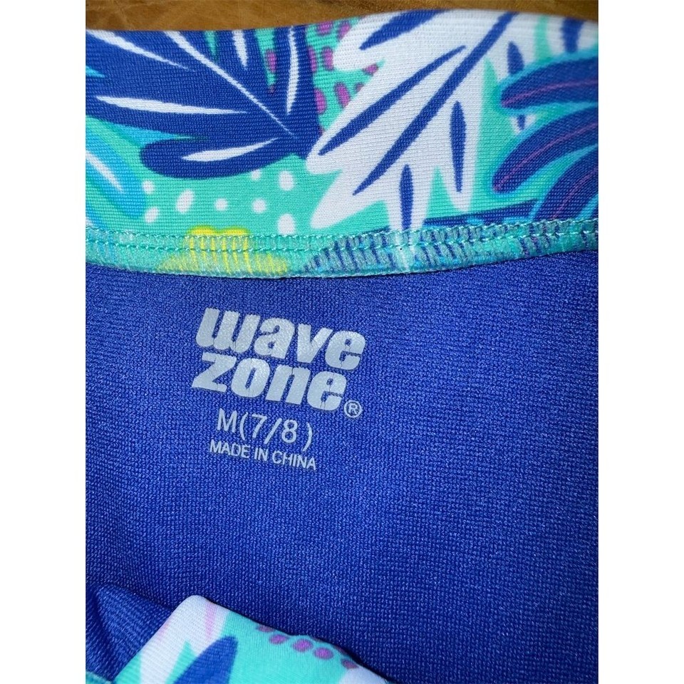 Wave Zone Girls' Tropical Floral L/S One Piece Swimsuit 7-8Y resort ...