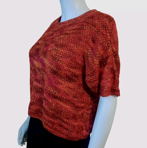 MARISA CHRISTINA Rayon Knit Short Sleeve Cropped Sweater Sz M Rust ...