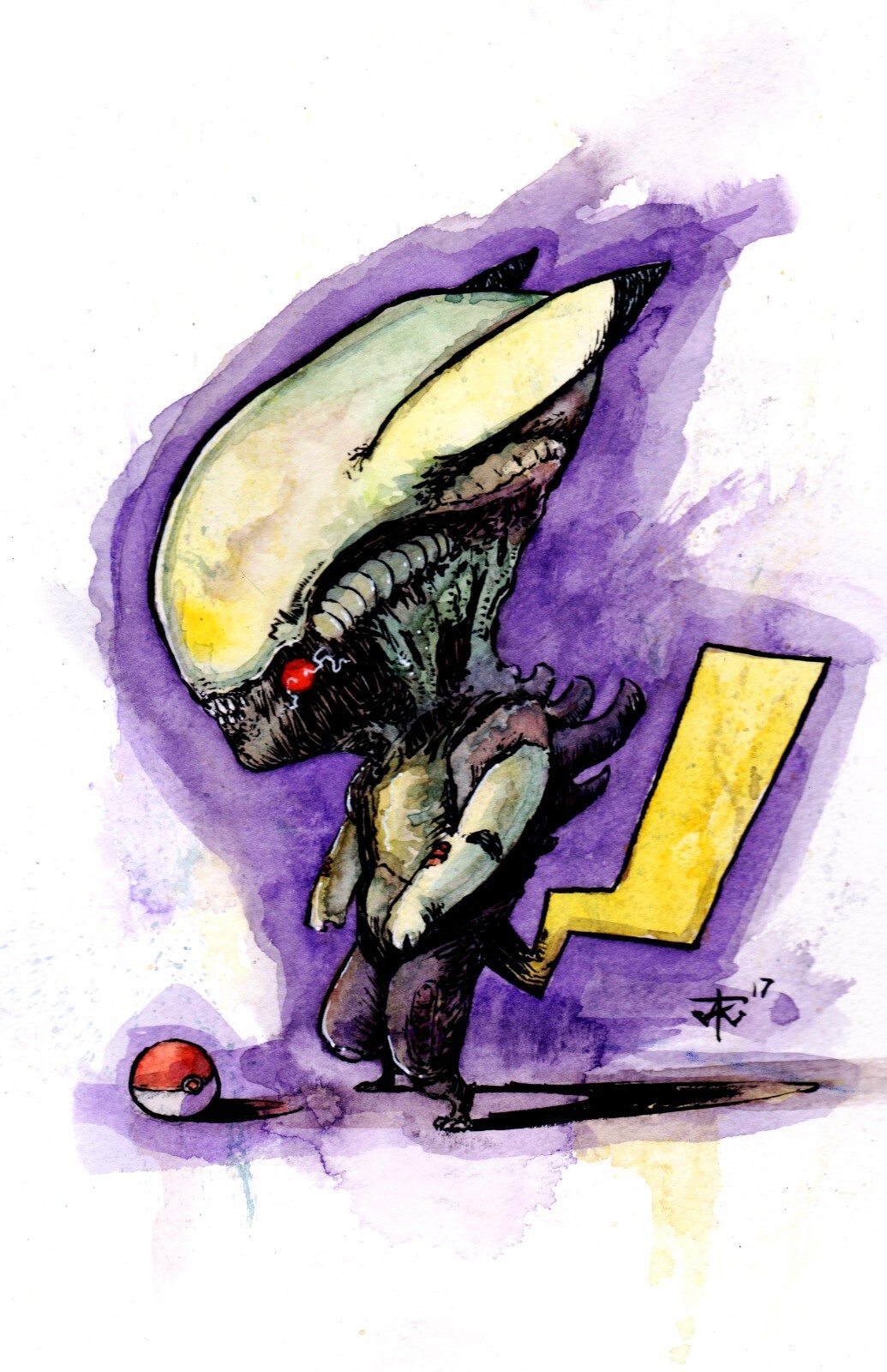 Alien Xenomorph Pikachu 11x17 Fine Art Print | eBay