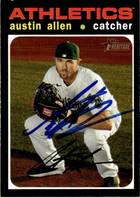 2020 Topps Heritage Baseball Austin Allen Oakland Athletics #666 Signed ...