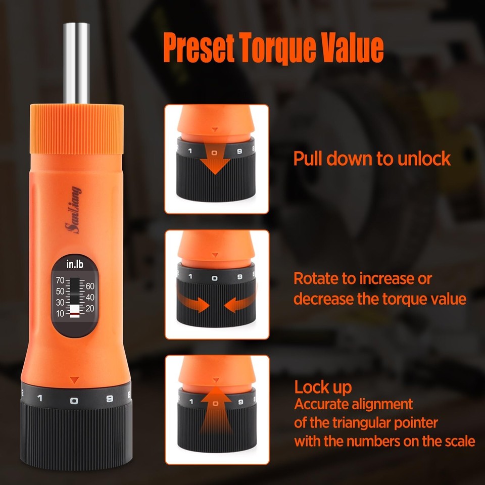 36Pcs Torque Screwdriver Wrench Driver Set 10-70 Inch Pounds lbs wi ...