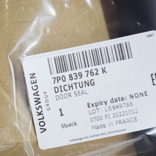 NEW VW TOUAREG 7P5 REAR RIGHT DOOR SEAL 7P0839762K ORIGINAL 7P0-839-762 ...