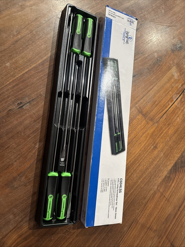 Cornwell 4 Piece Long Screwdriver Set Neon Green Handle | eBay