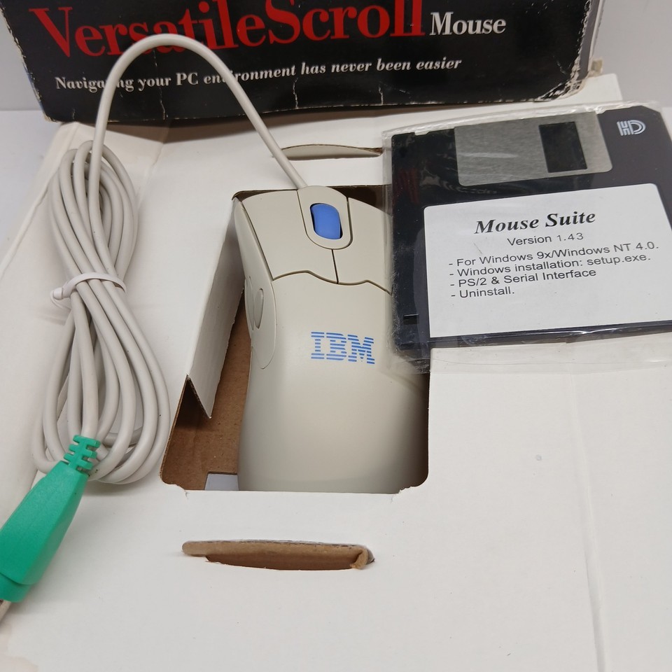 Rare Vintage IBM 6 Button PS/2 MO02W Trackball Versatile Scroll Mouse ...