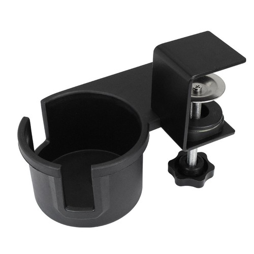 Clip On Desk Couch Cup Holder Tray Fixer Coffee Mug Table Edge Rotary ...