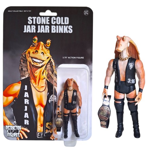 Stone Cold/Jar Jar Binks 1 off 3.3/4"Custom Made Figure. distraction ...