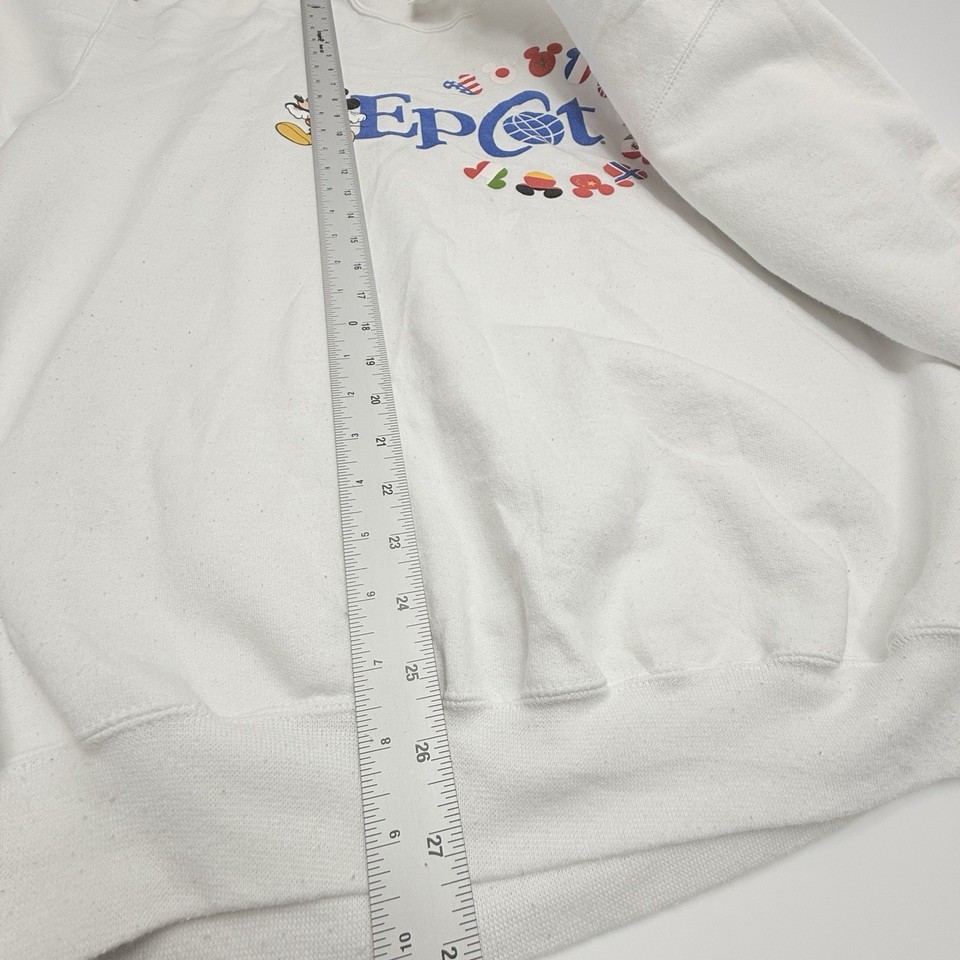 Vtg Disney Epcot Sweatshirt Large White Mickey World Flags USA Crewneck ...