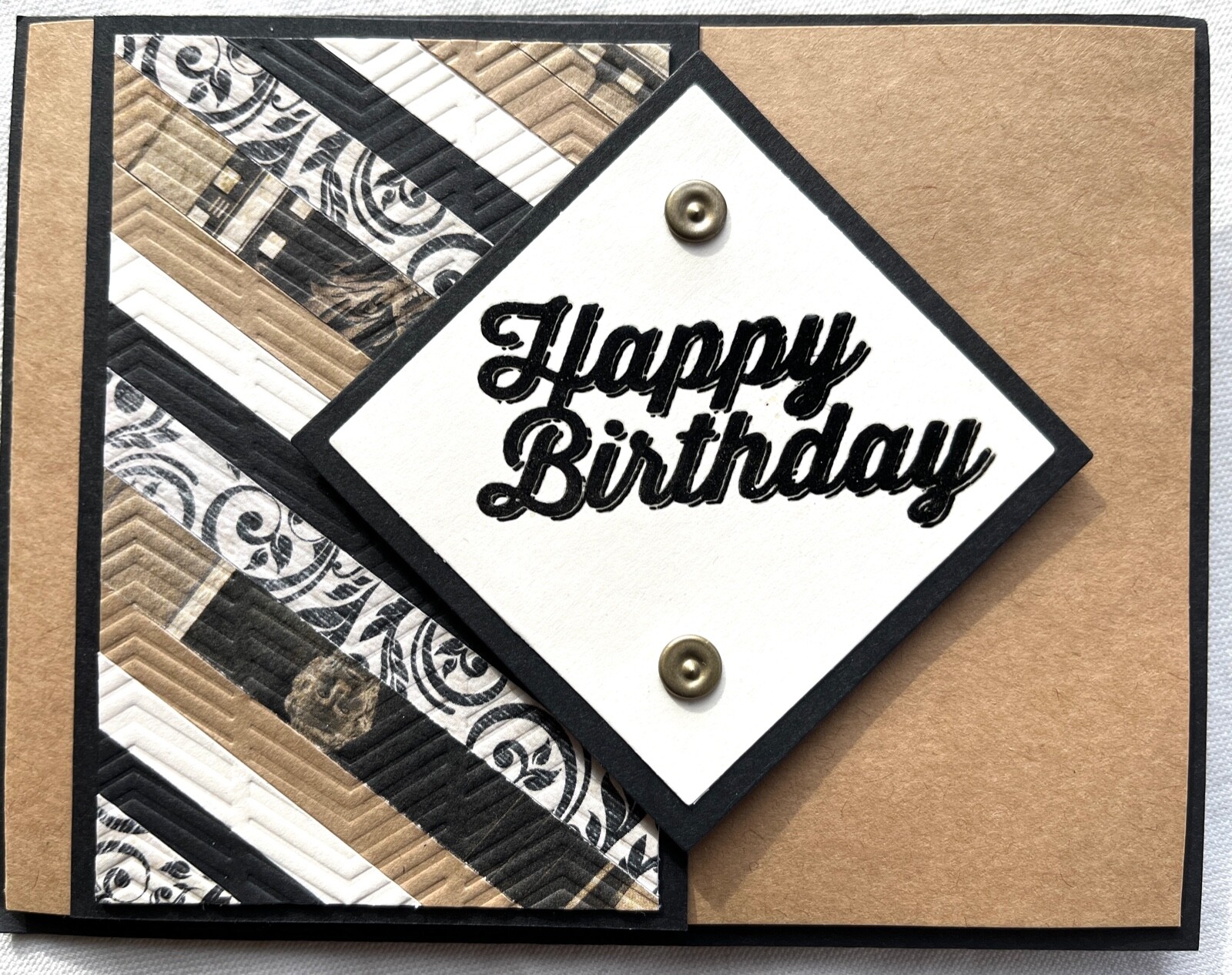 Handmade Birthday Card, Bold Stripes Neutral Colors, Masculine | eBay