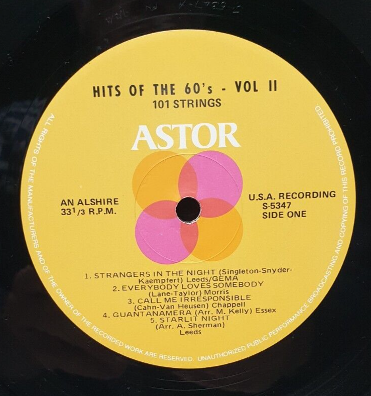 60s Style 101 Strings LP Alshire Records Astor Label S 5331 | eBay