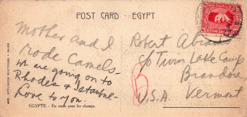 Posted Non-Standard 2'12x5'12 inches (7cmX14.5cm) Egypt Camels Caravan ...