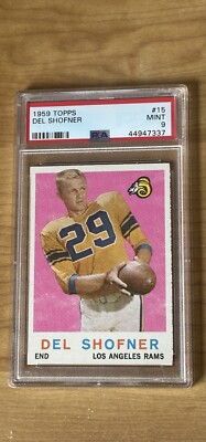 1959 Topps #15 Del Shofner RC PSA 9 Centered Rare 1960s NFL All-Decade ...