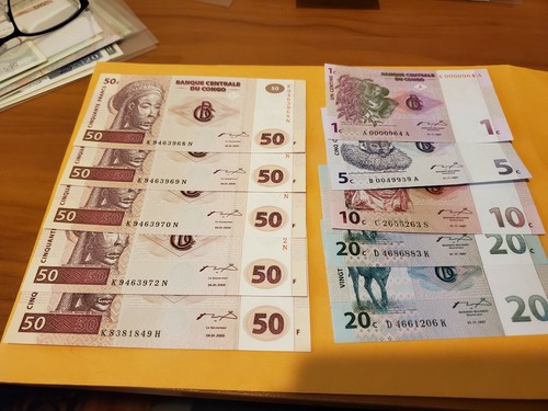 congo democratic republic set 3 20F are running nos and 1cent LOw ...