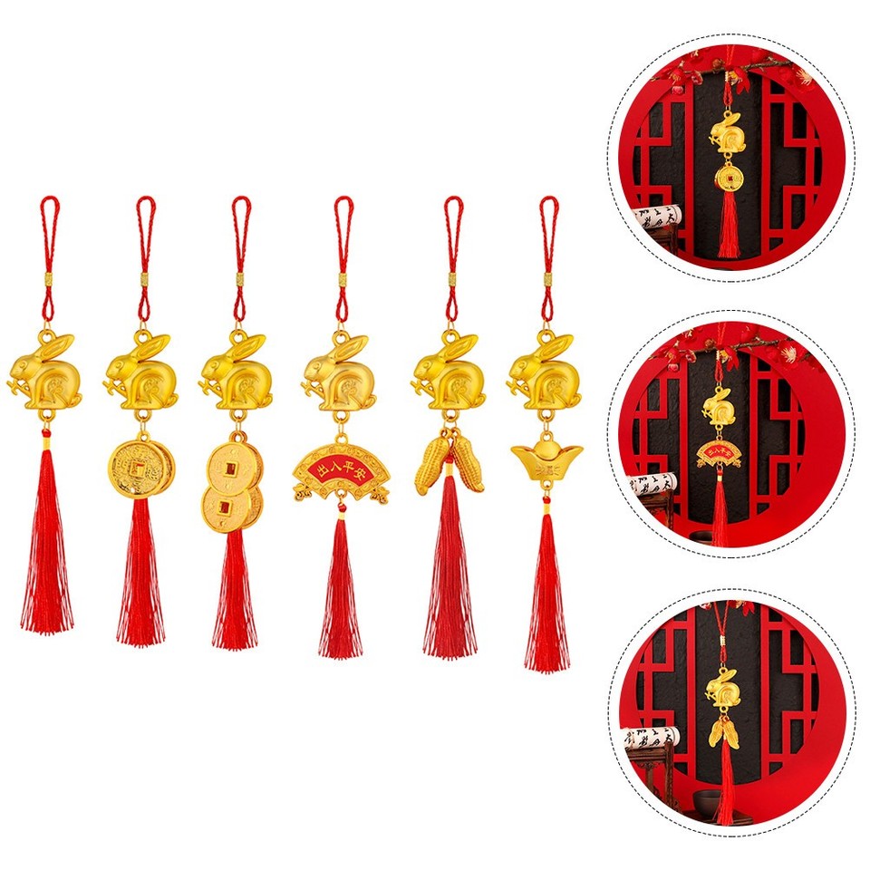 6 Pcs New Year Hanging Objects Chinese Decorations Ornaments Bonsai ...