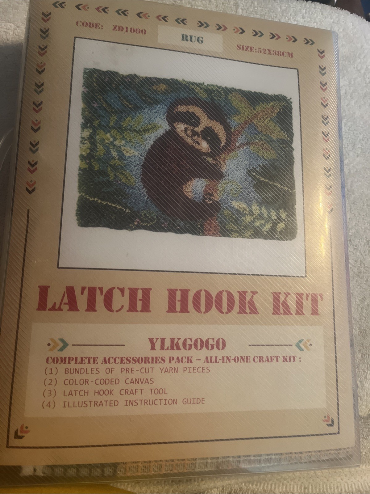 YOOLOOKY Latch Hook Rug Kits Printed Canvas Sloth DIY Rug YLKGOGO New ...
