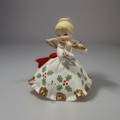 Vintage Lefton Christmas December Angel Girl Playing Flute ...