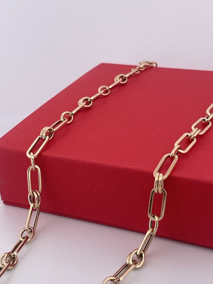 14K Yellow Gold Rolo Paperclip Chain Necklace - Paper Clip Chain 5.6mm ...