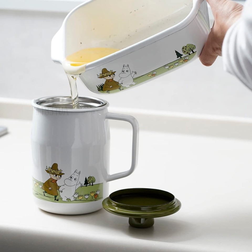 Moomin Gas/Induction Small Deep Frying Pot Enamel Tempura Olive Green ...