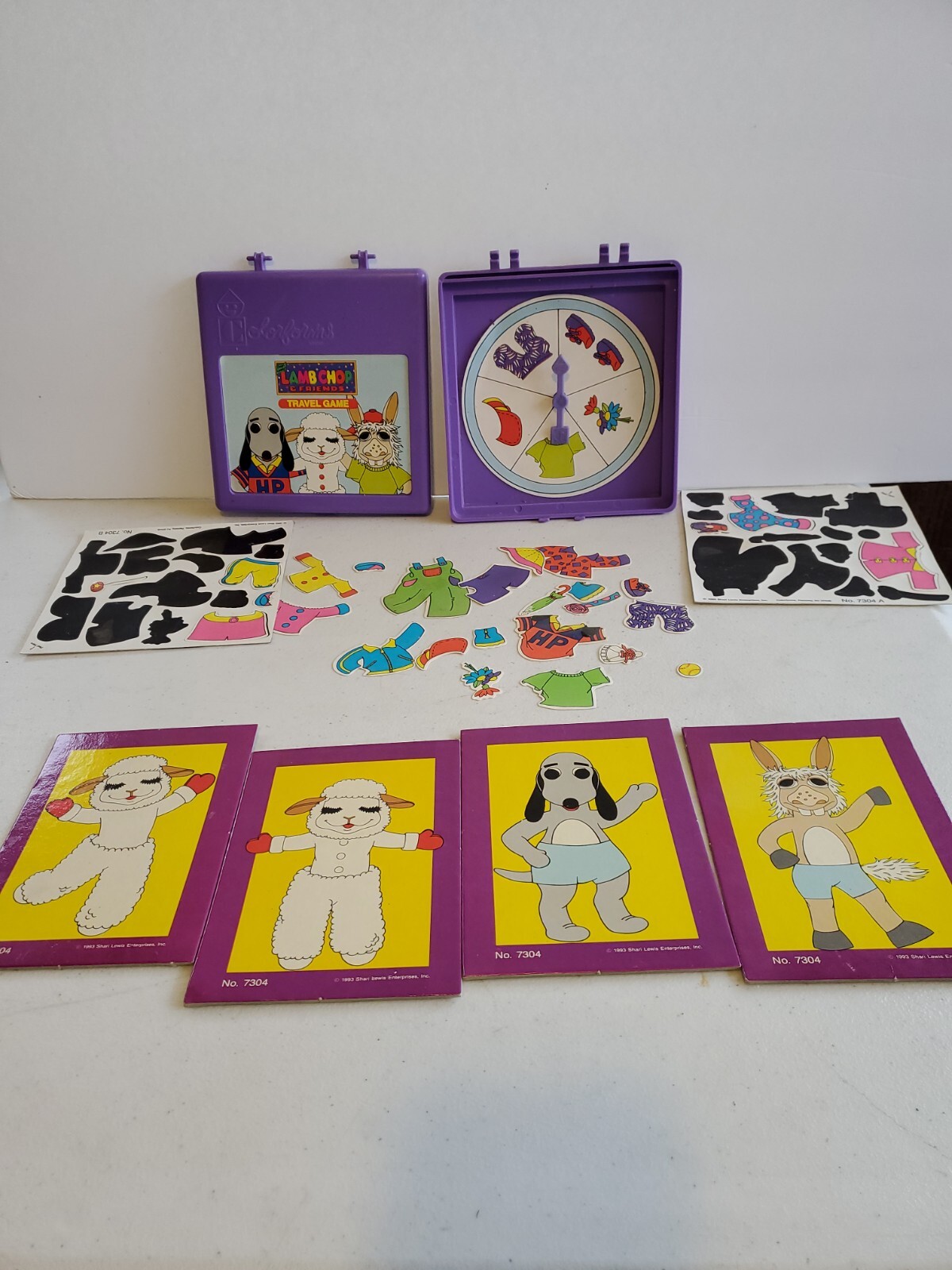 Shari Lewis Lamb Chop & Friends Travel Game Colorforms Toy 1993 Purple | eBay