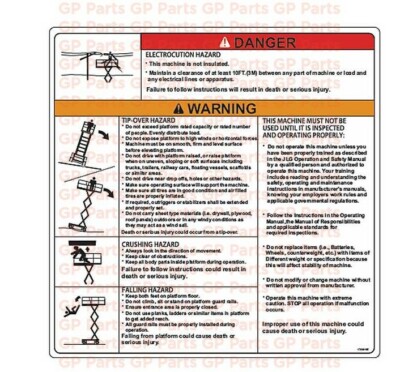 JLG 1703816, DECAL - DANGER/WARNING (Platform Mounted) 3246E2 | eBay