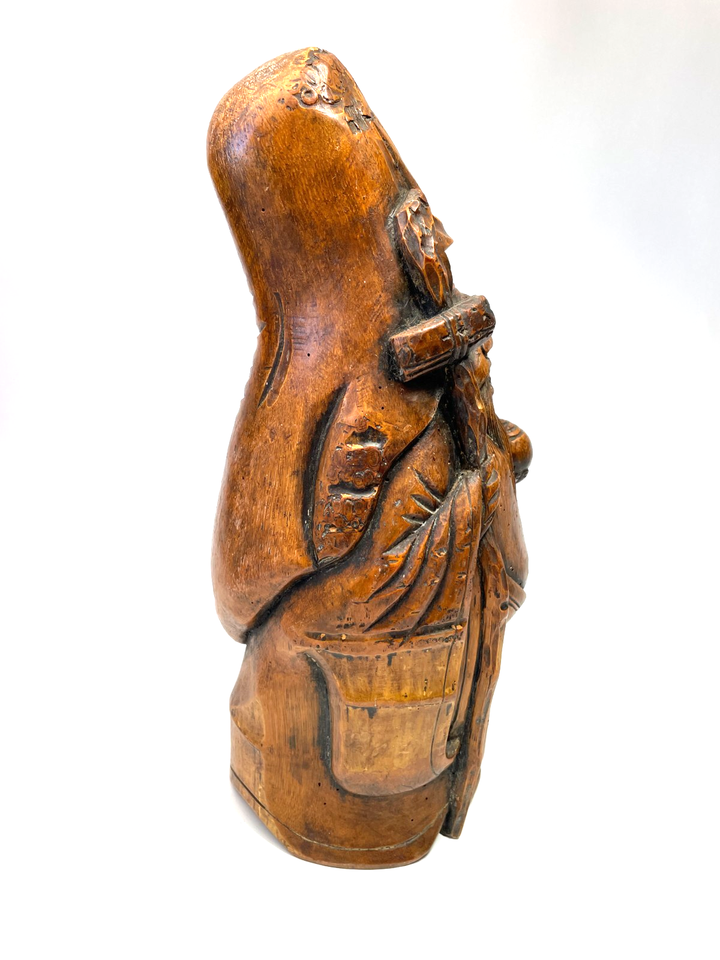 Vintage Japanese Fukurokuju God of Good Luck Hand Carved Bamboo Statue ...